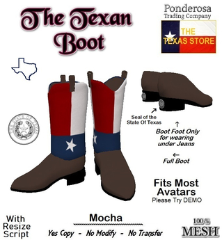 Second Life Marketplace - The Texan Boot - Mocha